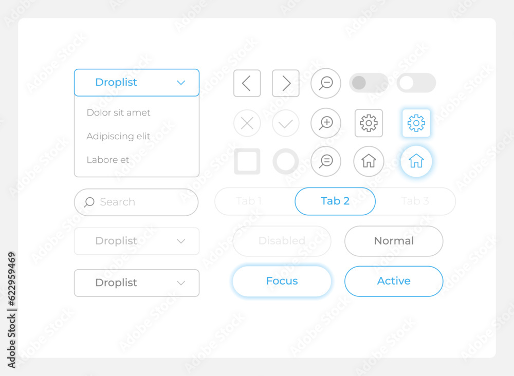 Software Ui Elements Kit User Setting Isolated Vector Components Flat Navigation Menus And 8872