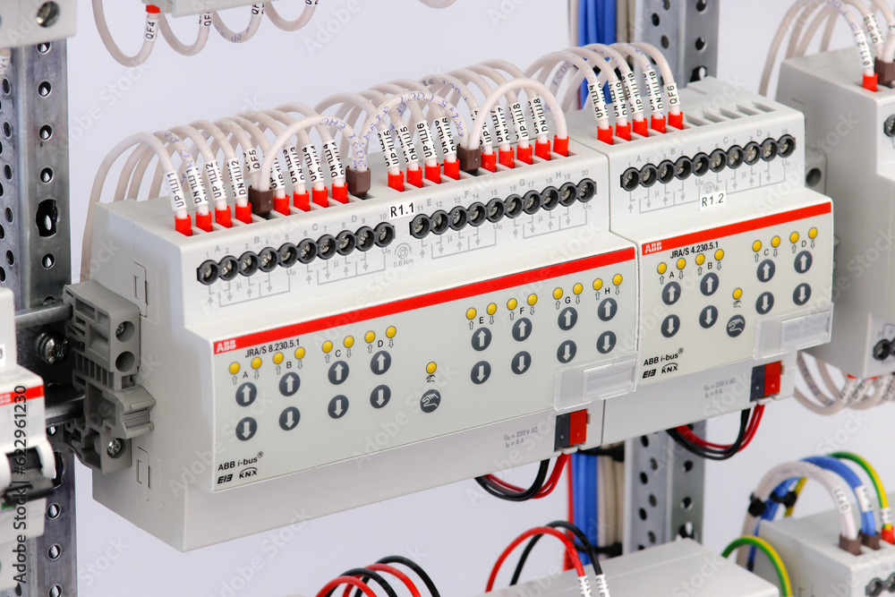 A relay module from ABB for controlling loads via the KNX data bus in ...