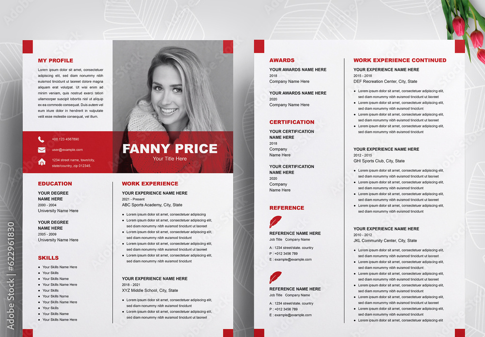 Modern CV Resume Layout Stock Template | Adobe Stock