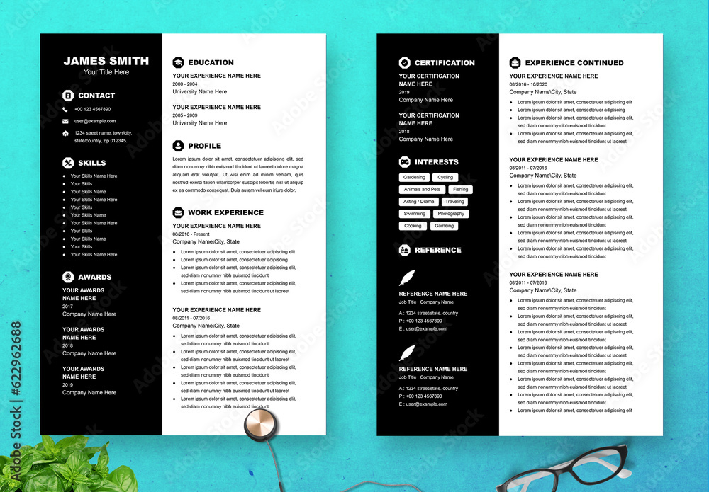 Resume and CV Layout Stock Template | Adobe Stock