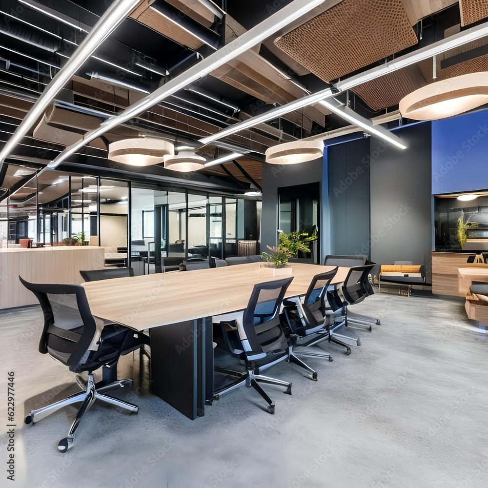 127 A contemporary coworking space with flexible workstations ...