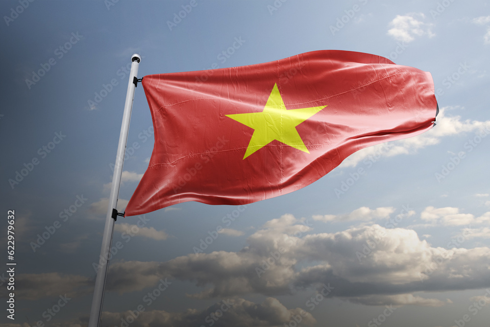The flag of Vietnam features a yellow five-pointed star on a red ...