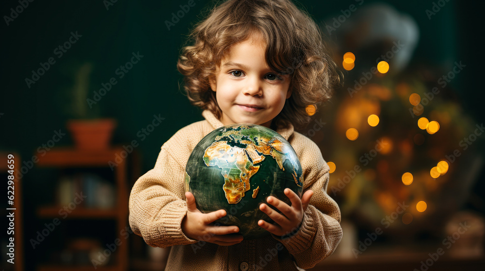 Child's Love for the World: Young Girl Hugging Earth Model for World ...