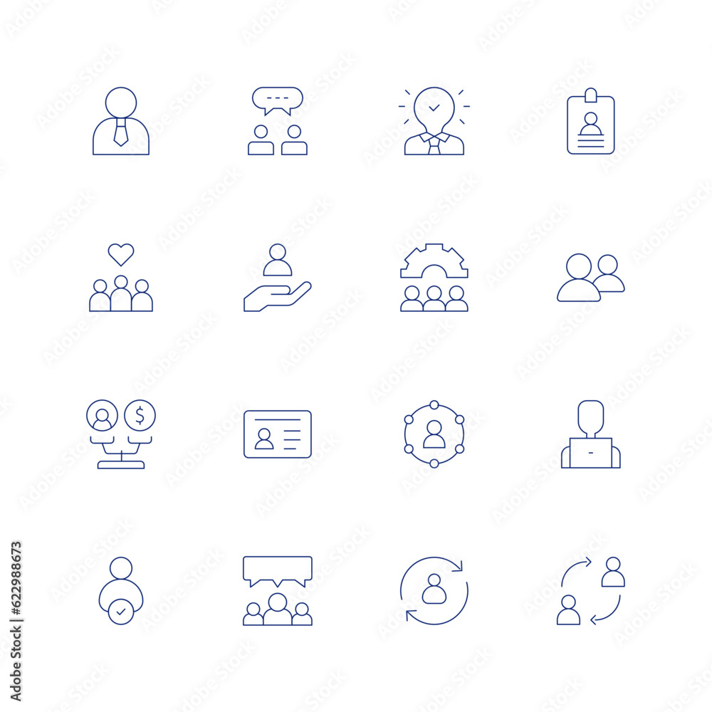 User line icon set on transparent background with editable stroke ...
