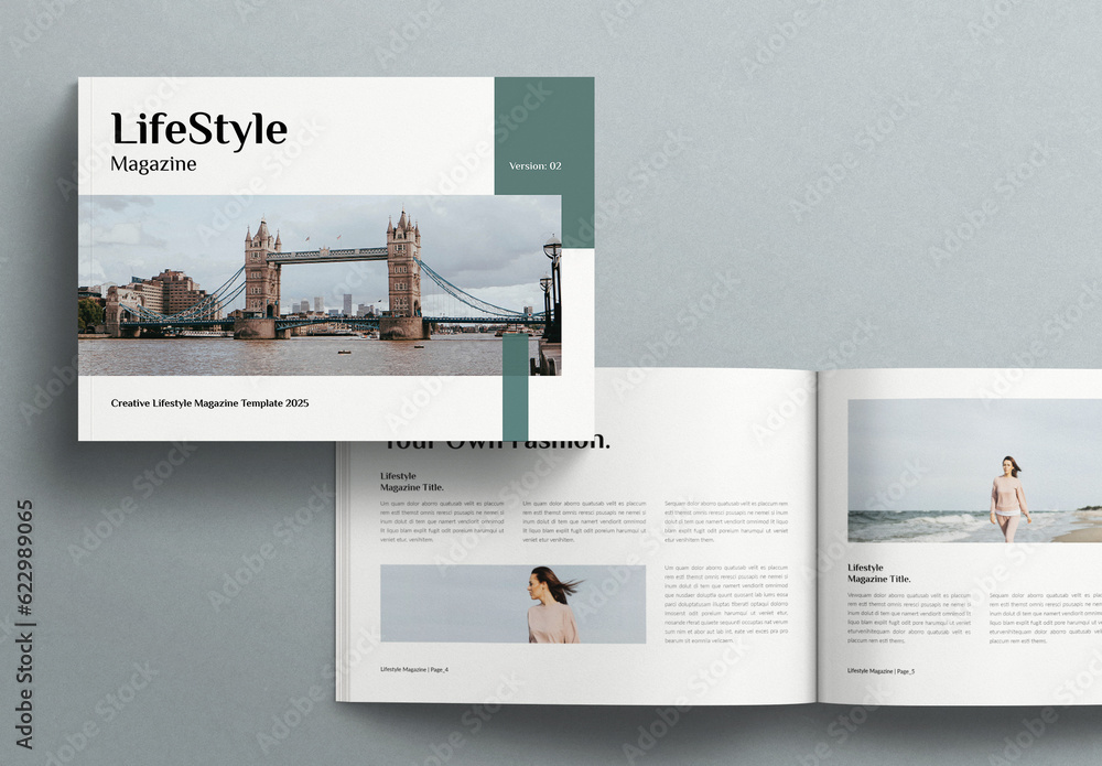 Lifestyle Magazine Template Landscape Stock Template | Adobe Stock
