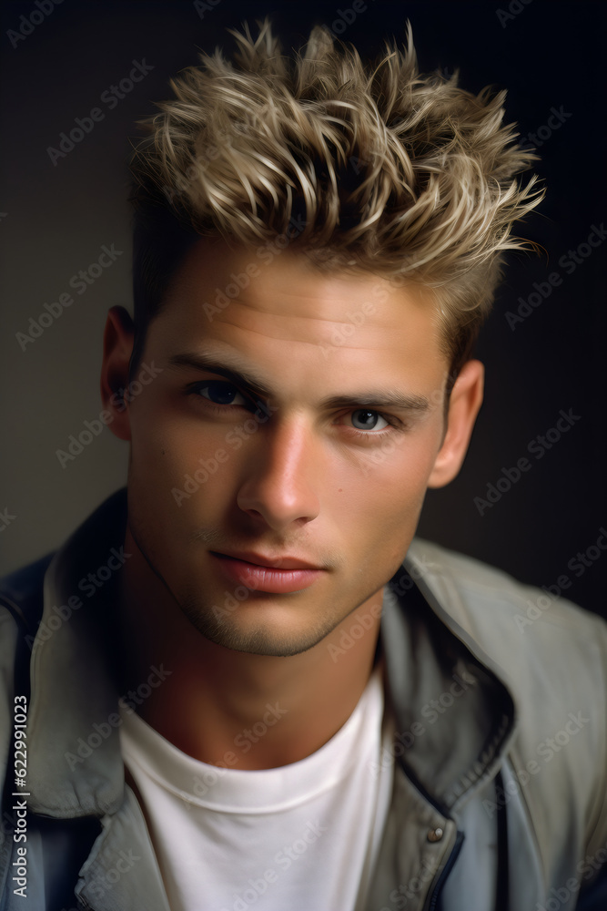 actor with frosted tips headshot from the 90s, made with generative ai ...