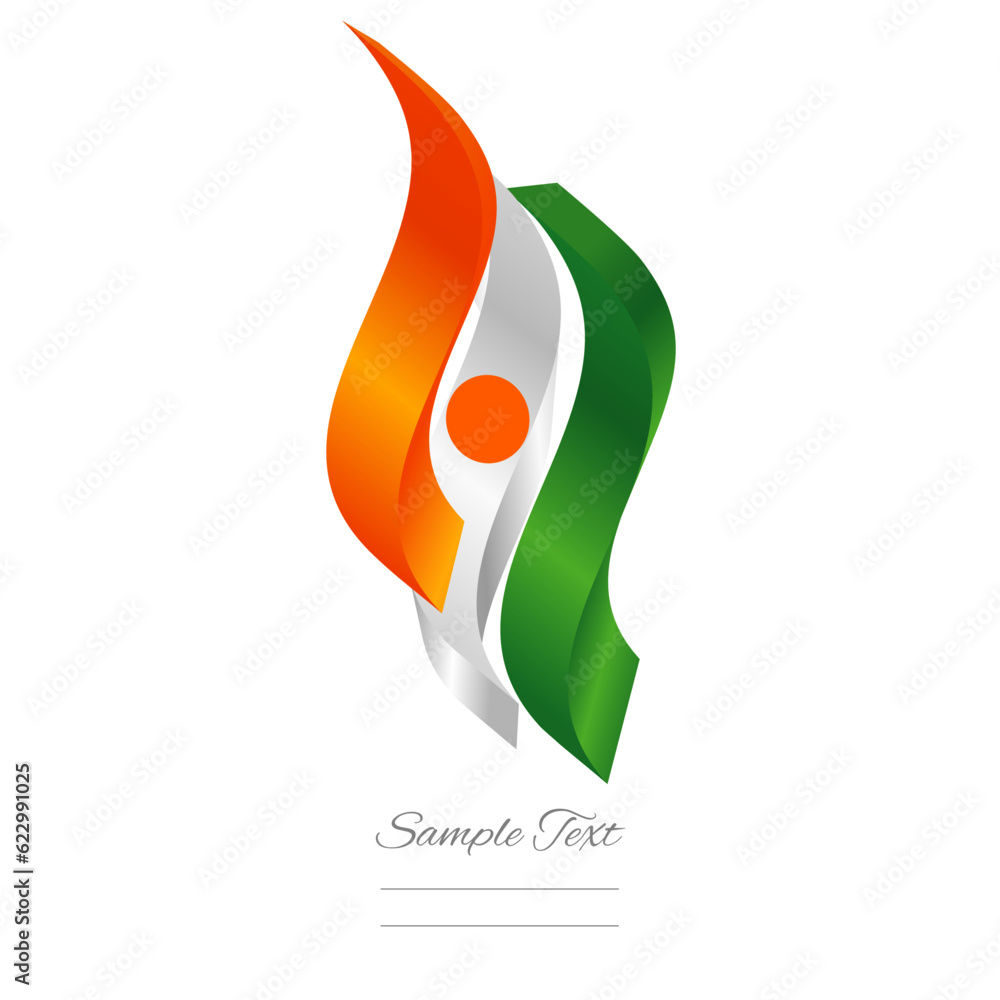 Niger abstract flag logo icon. Nigerien 3d flag ribbon banner isolated ...