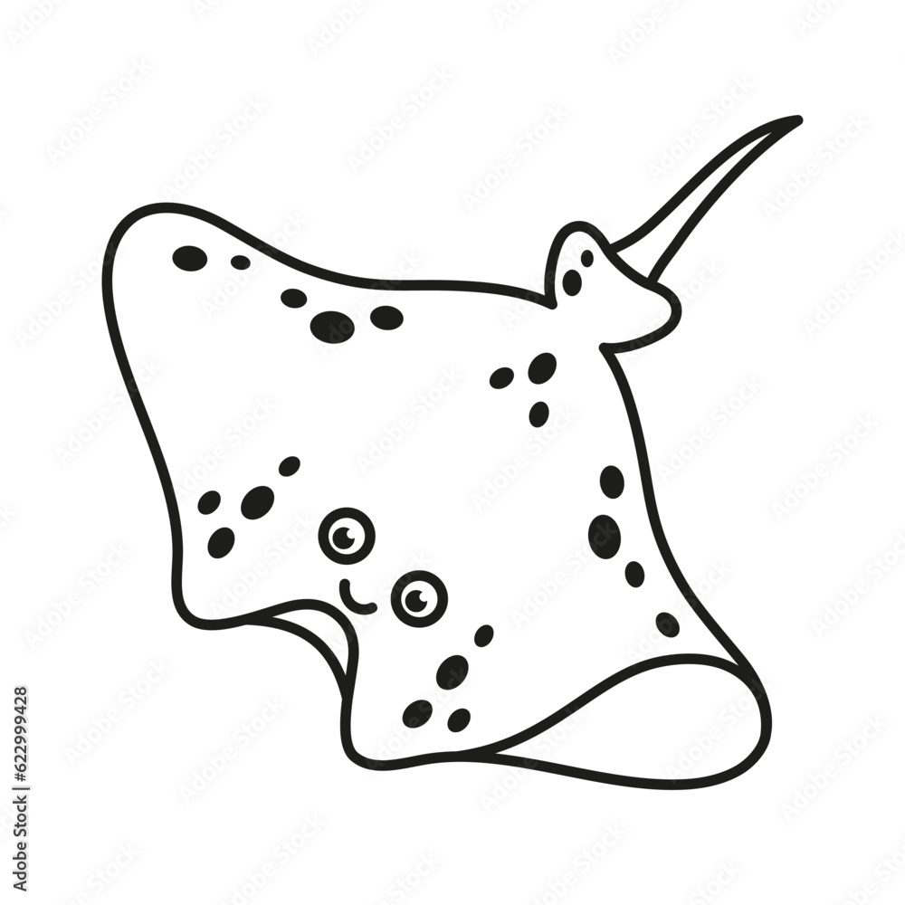 cartoon vector black and white stingray icon Stock Vector | Adobe Stock