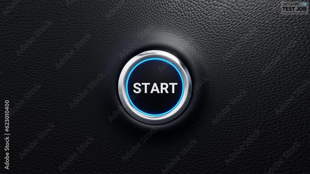 Start push button, Start and stop modern car button with blue shine ...