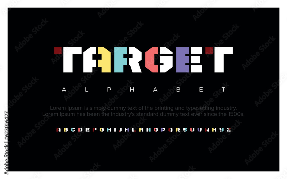 Target Modern minimal abstract alphabet fonts. Typography technology ...