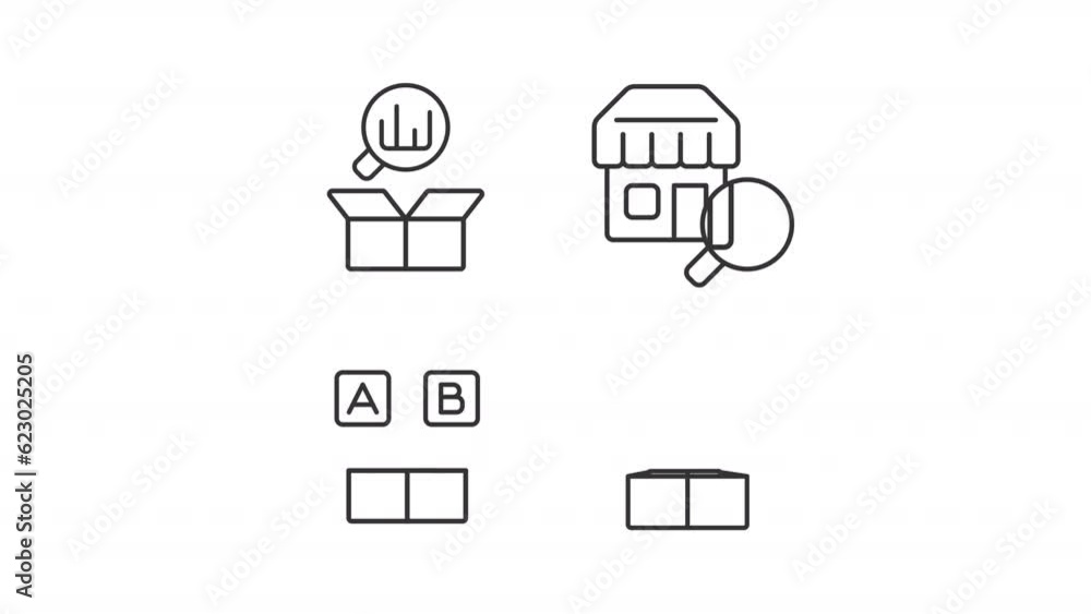 Product optimization animation set. Data analysis animated line icons ...