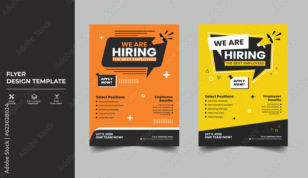 We are hiring Job vacancy flyer poster template design, Modern We are ...