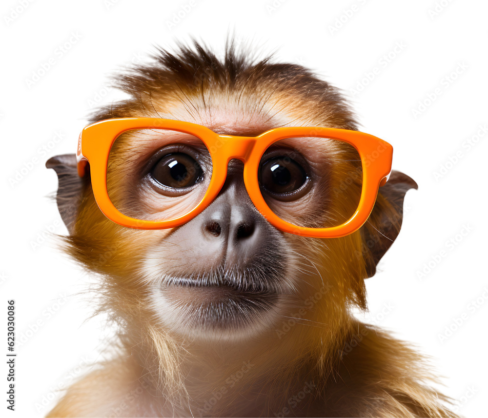 cute monkey wearing sunglasses, portrait on transparent background PNG ...