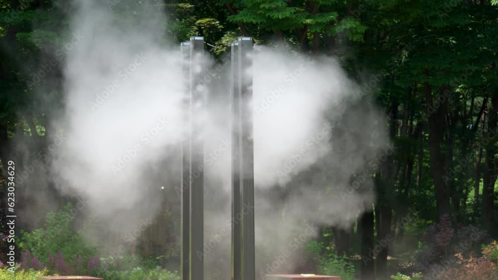 Mist System in Korean Public Park Cooling Water Spraying Though Mist ...
