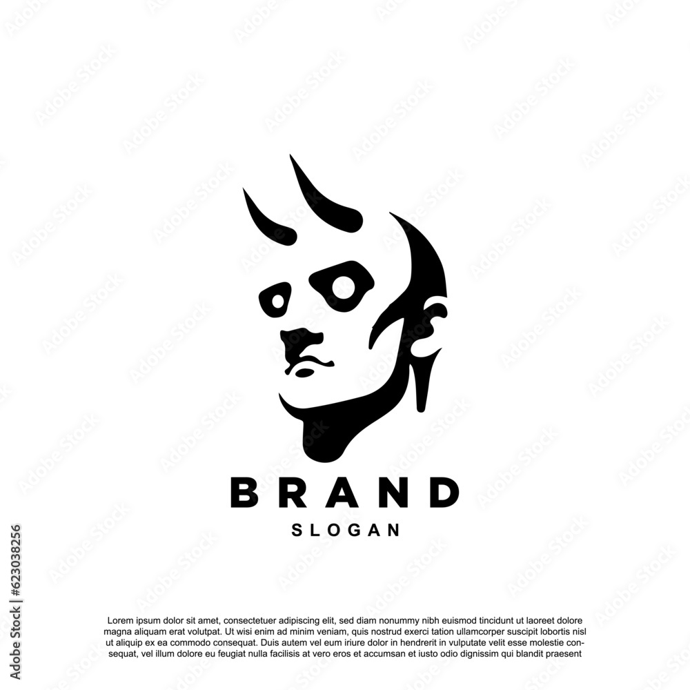 Bad horned devil head logo design vector Stock Vector | Adobe Stock