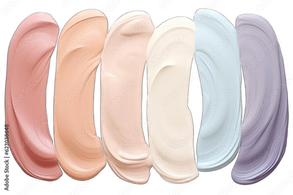 Make up smears different pastel tones, cream texture isolated on ...