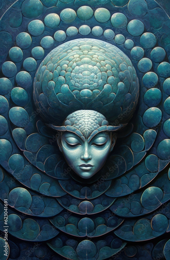 Alien female face with extraterrestrial surreal hybrid mix of Zeta ...