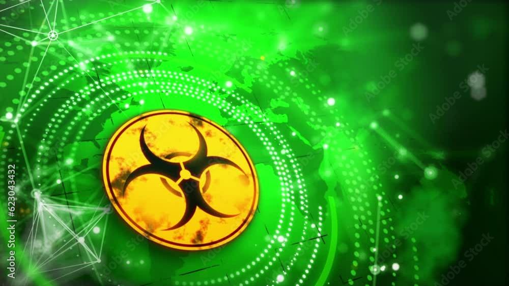 Vidéo Stock Round warning sign with biological hazard. Toxic ... Vidéo Stock Round warning sign with biological hazard. Toxic ...