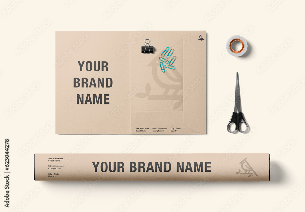 Open Folder with Tube Mockup Stock Template | Adobe Stock