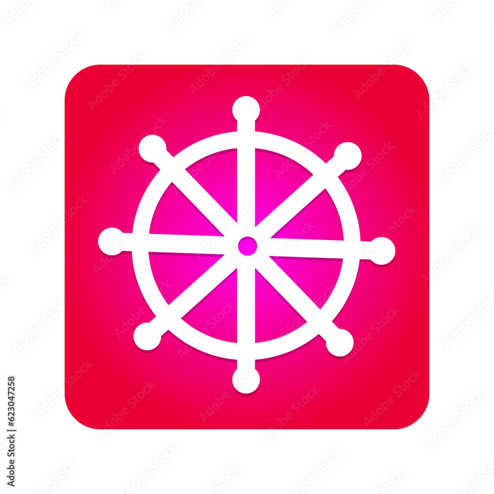 Buddism dharmachakra World religion symbol icon. Gradient attractive spiritual box icon. Major ...