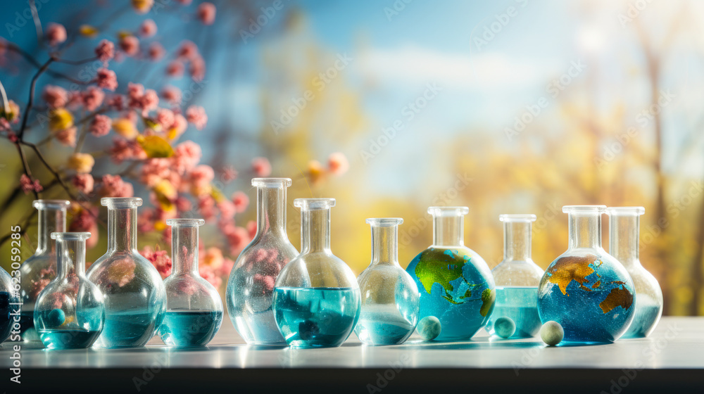Earth globe as laboratory beaker, World science day for peace and ...