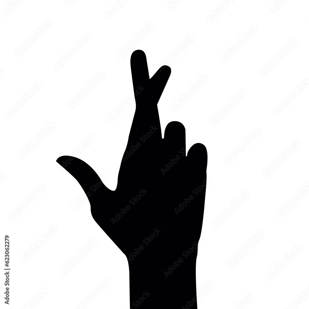Vector flat illustration of hand's silhouette with fingers crossed ...