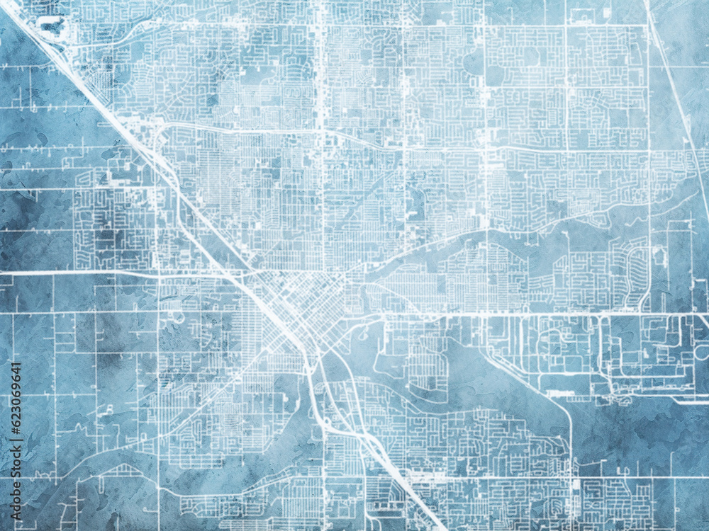 Illustration of a map of the city of Modesto California in the United ...