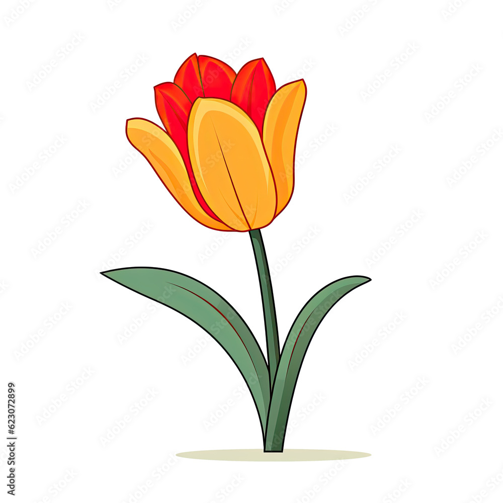 PNG tulip in cartoon style, isolated transparent background, generative ...