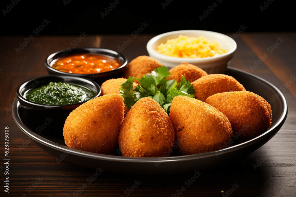 A platter of coxinha, delicious deep-fried Brazilian chicken croquettes ...
