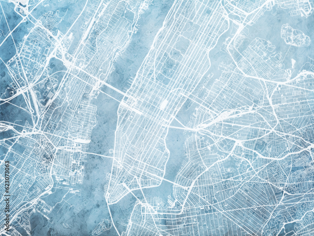 Illustration of a map of the city of New York Center New York in the ...