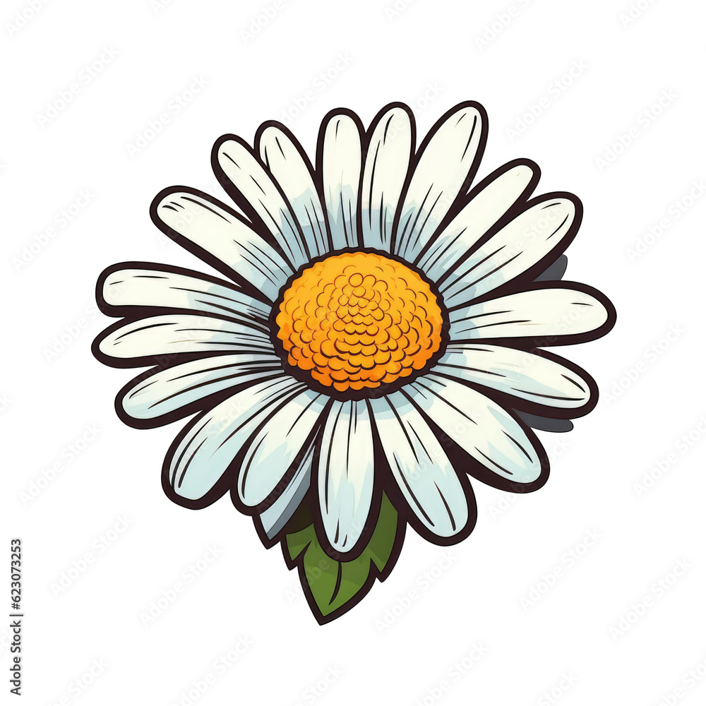 PNG chamomile in cartoon style, isolated transparent background ...
