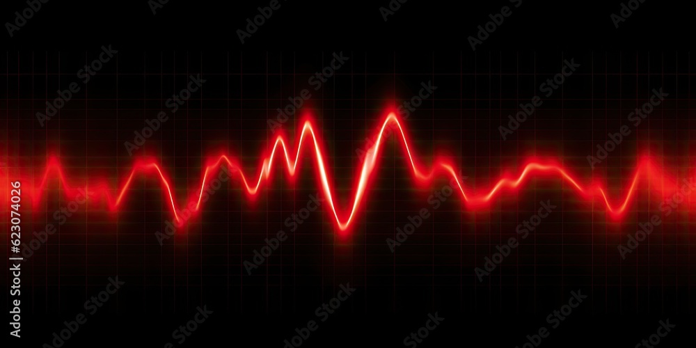 Heartbeat monitor wave with red line on black background Generative AI ...
