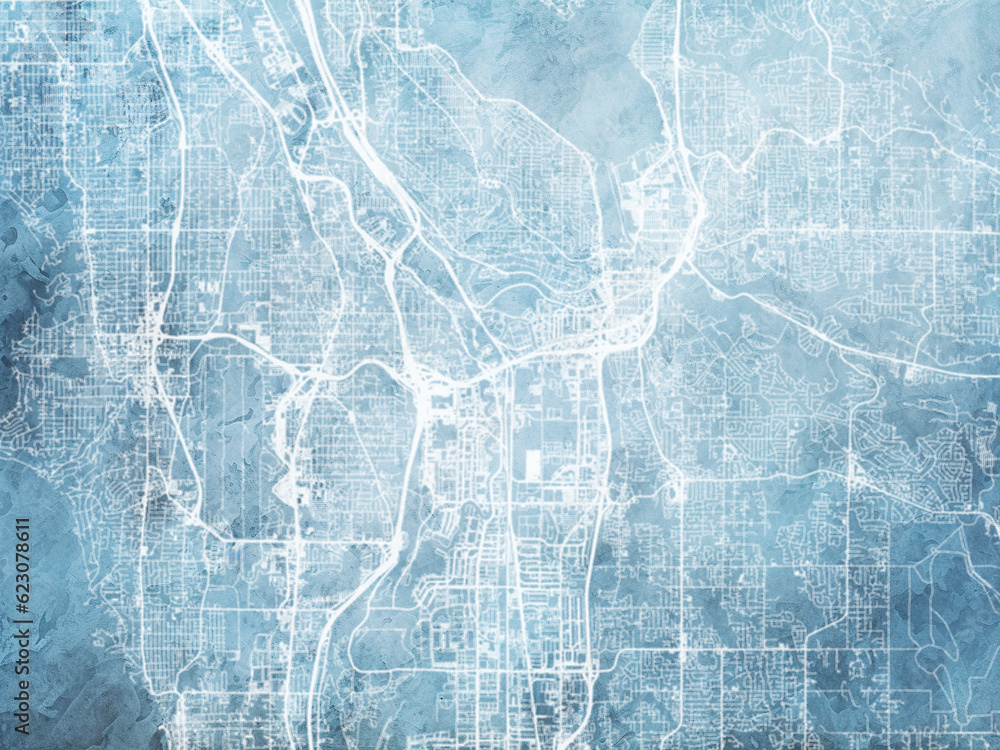 Illustration of a map of the city of Renton Washington in the United ...