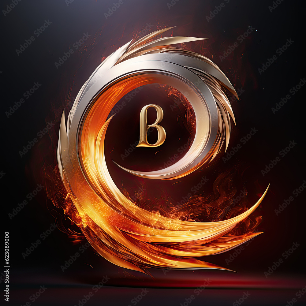 Letter b on fire illustration Stock Illustration | Adobe Stock