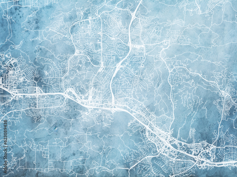 Illustration of a map of the city of Thousand Oaks California in the ...