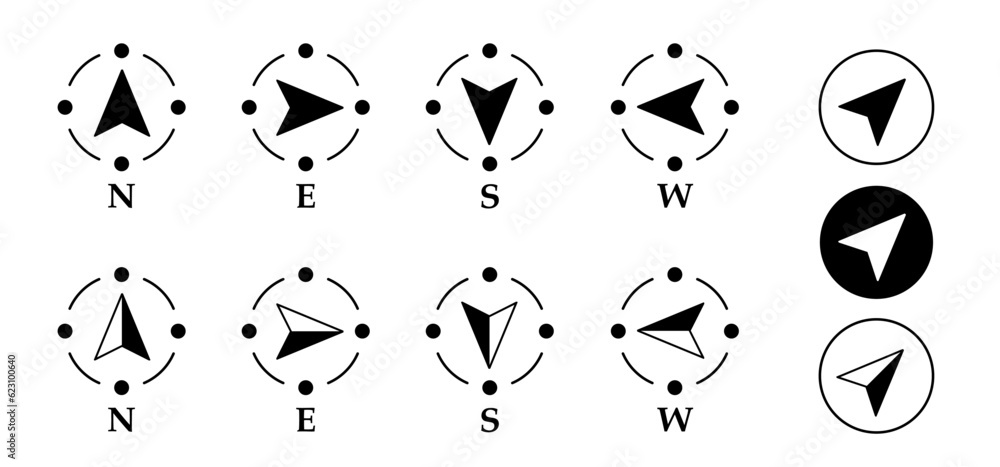Cartoon magnetic compass, arrow compass icon. Navigational compass with ...