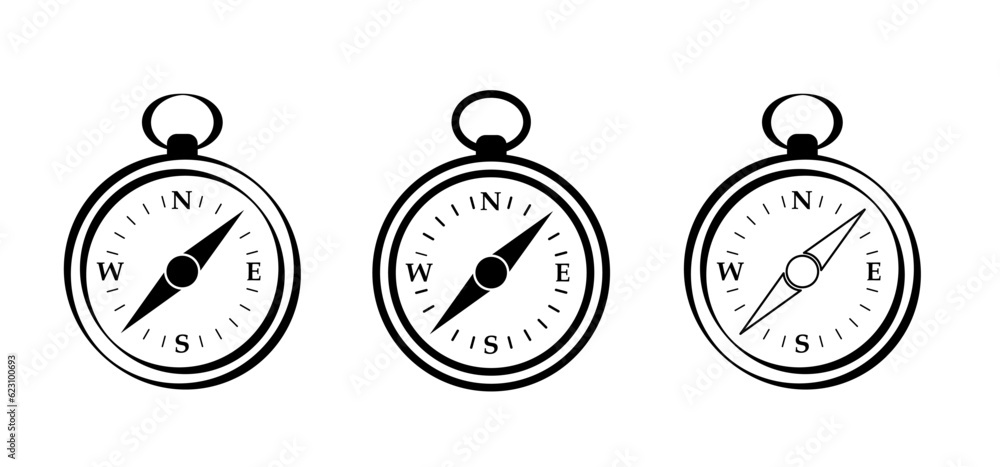 Cartoon magnetic compass, arrow compass icon. Navigational compass with ...