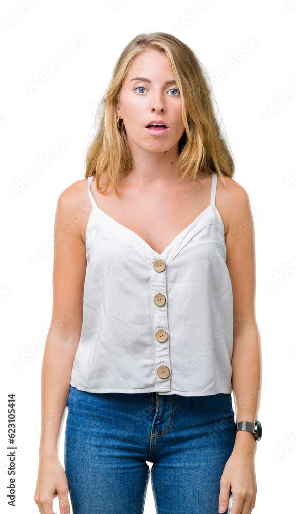 Beautiful Young Woman Over Isolated Background Afraid And Shocked With