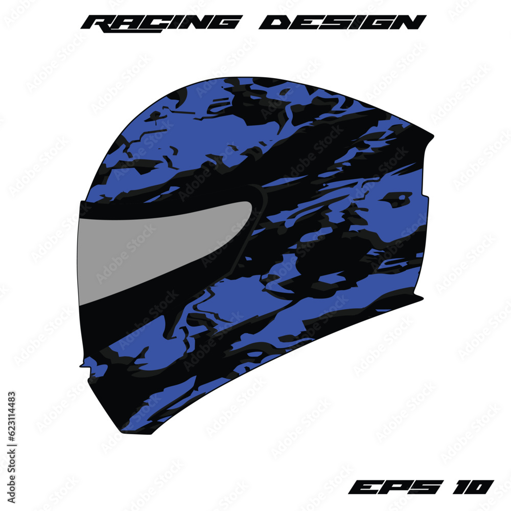 blue racing helmet wrap sticker design and tril helmet Stock Vector ...