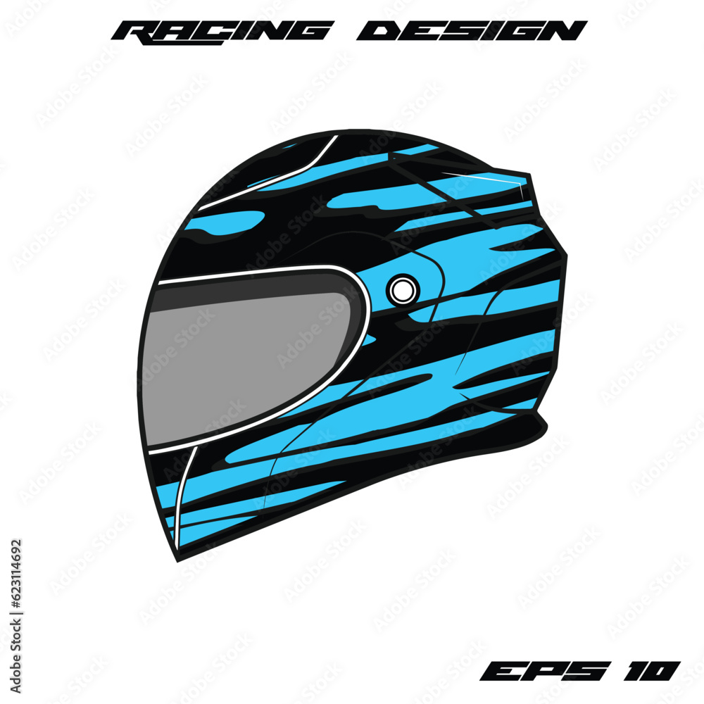 blue racing helmet wrap sticker design and tril helmet Stock Vector ...