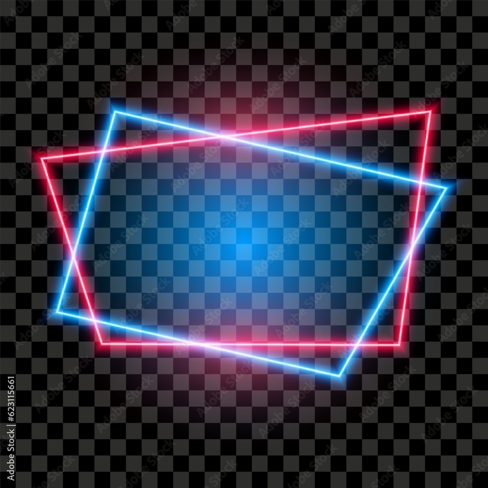 Abstract neon frame on transparent background, vector illustration ...