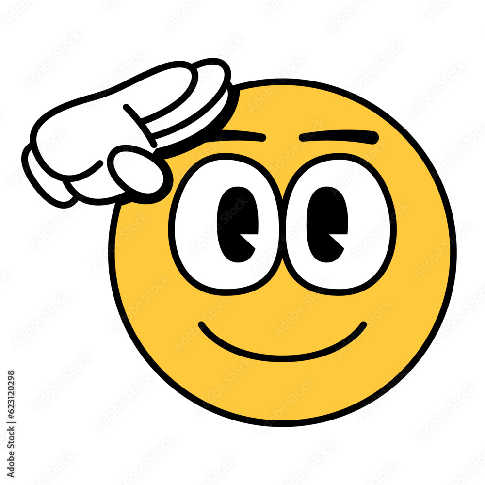 Vector Cute Cartoon Saluting Face Emoji Isolated Stock Vector | Adobe Stock