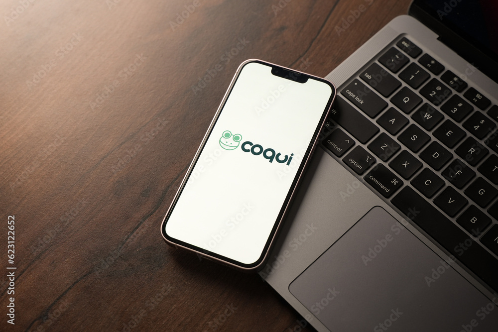West Bangal, India - july 5, 2023 : Coqui ai logo on phone screen stock image. Stock Photo ...