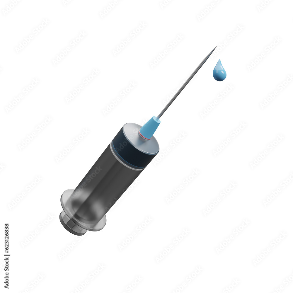 3D syringe isolated on transparent background. Medical injection ...