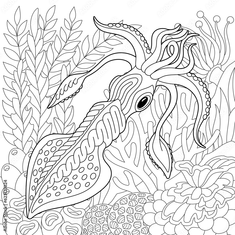 Squid Coloring Page