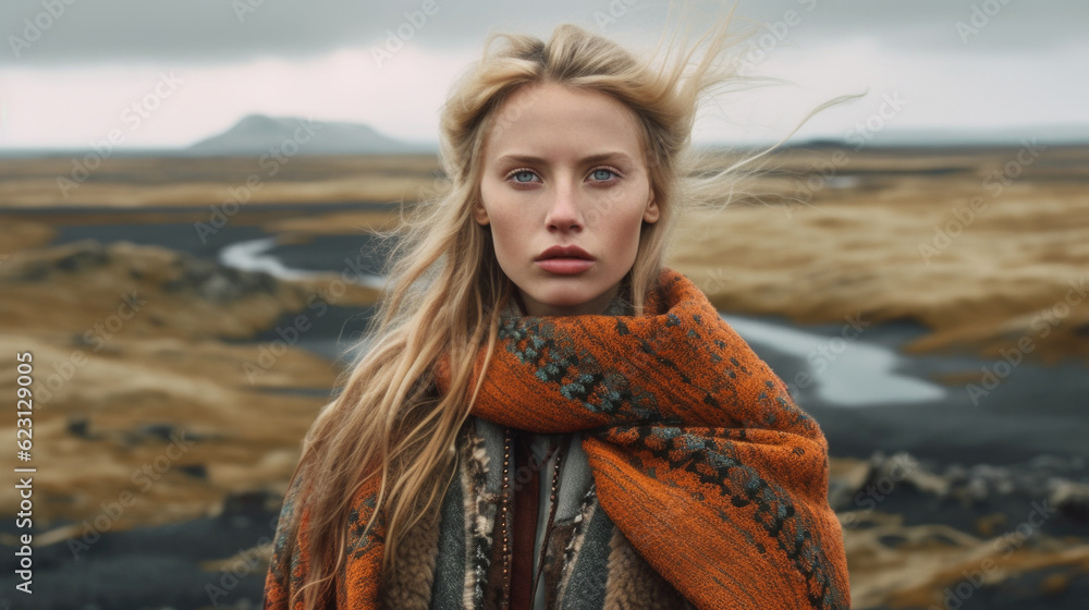 Icelandic woman amidst Iceland's breathtaking nature, reflecting the ...