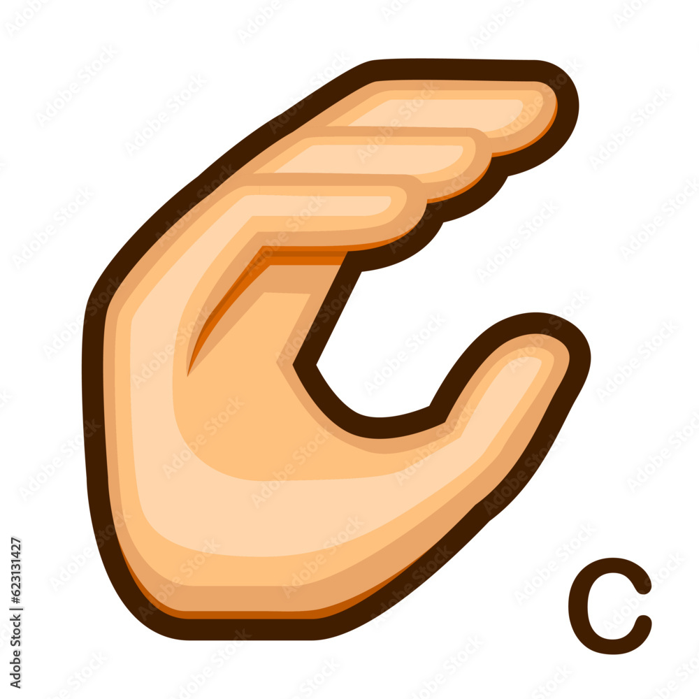 Vector Cartoon Sign Language icon Letter C Stock Vector | Adobe Stock
