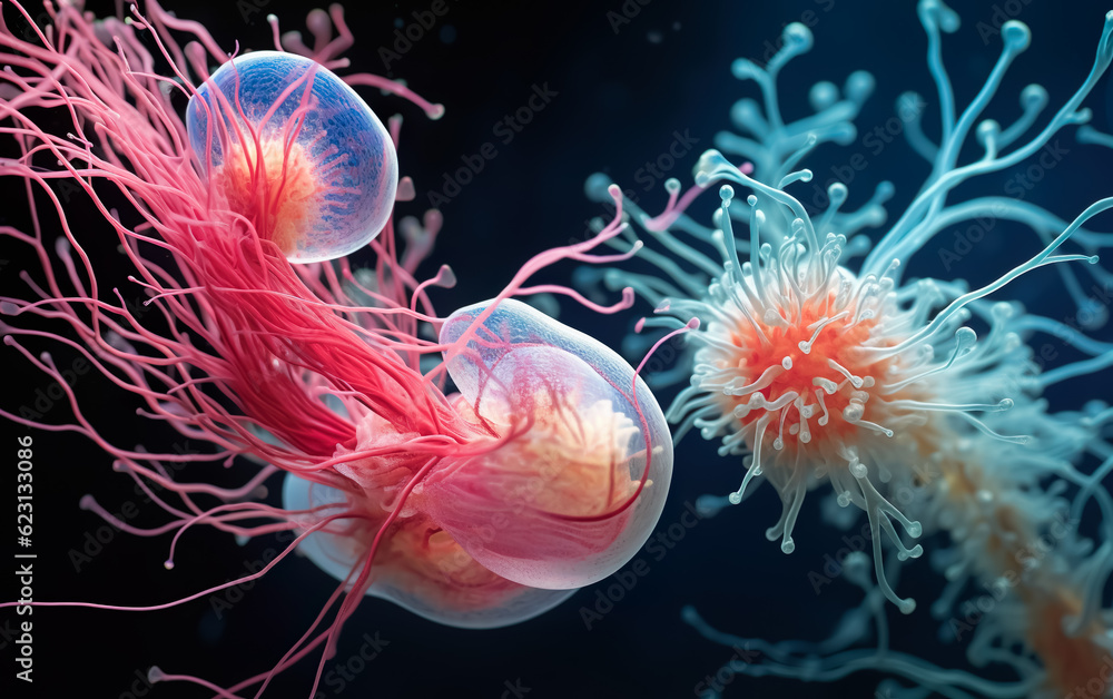 Nervous system or tumor cell concepts.microbiology sea anemone or ...