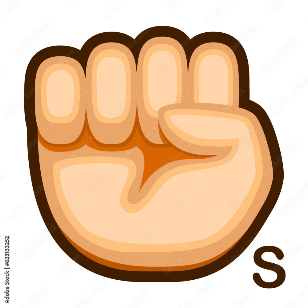 Vector Cartoon Sign Language icon Letter S Stock Vector | Adobe Stock