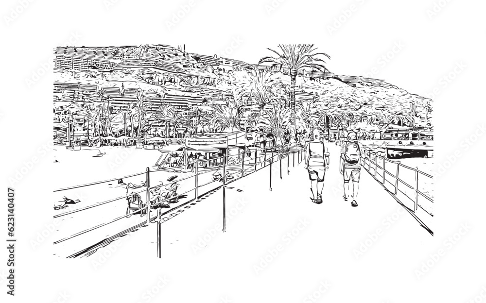 Building view with landmark of Puerto Rico de Gran Canaria is a holiday ...